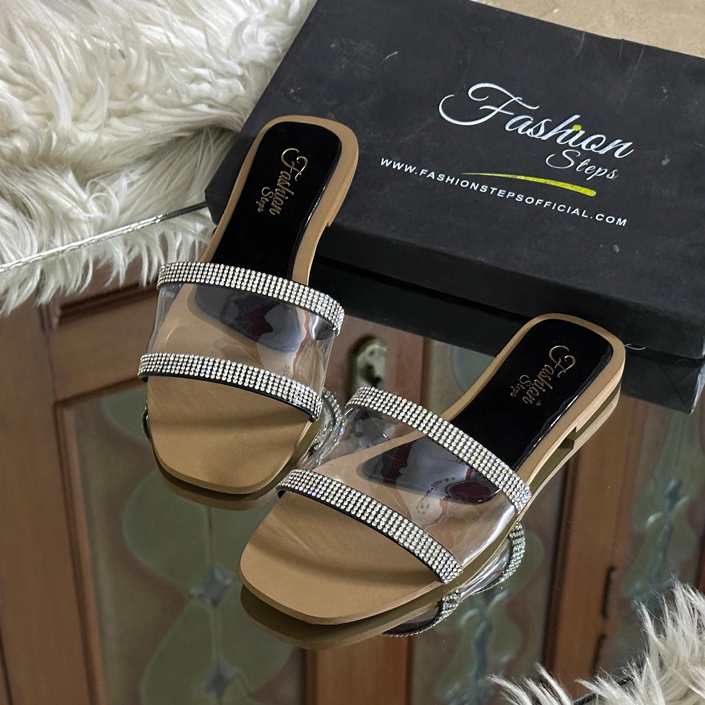 ZARA Diamond FLAT( BLACK) – FASHION STEP